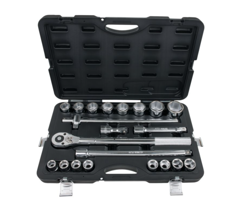 Coffret De Douilles 6 Pans Et Accessoires 3/4′′,21 Pcs 19>50mm